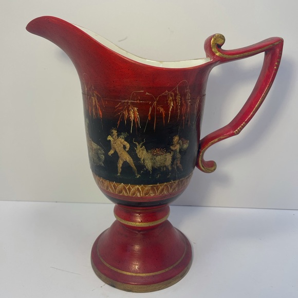 Art | Large Majolica Pitcher Angels Italian Pottery Made In Italy Mid ...